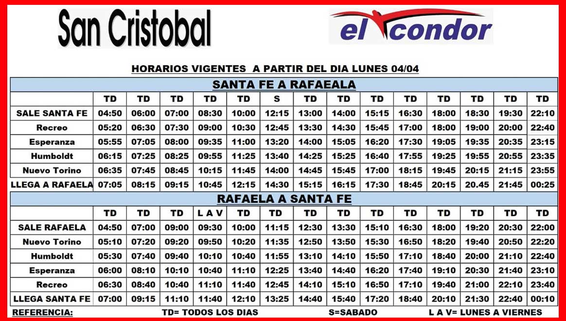 Horarios - Ruta 70 ⋆ HORARIOS 2025 ⋆ Colectivos Rafaela Santa Fe